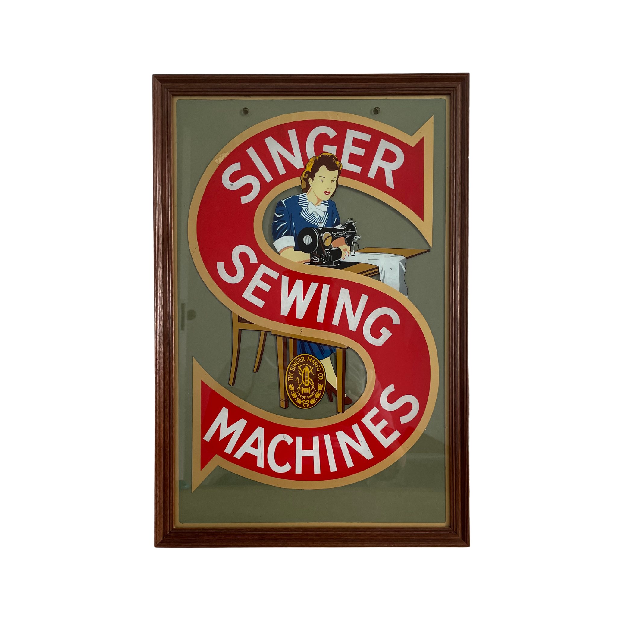 Singer Advertising Display Glass – Vintage White Antiques