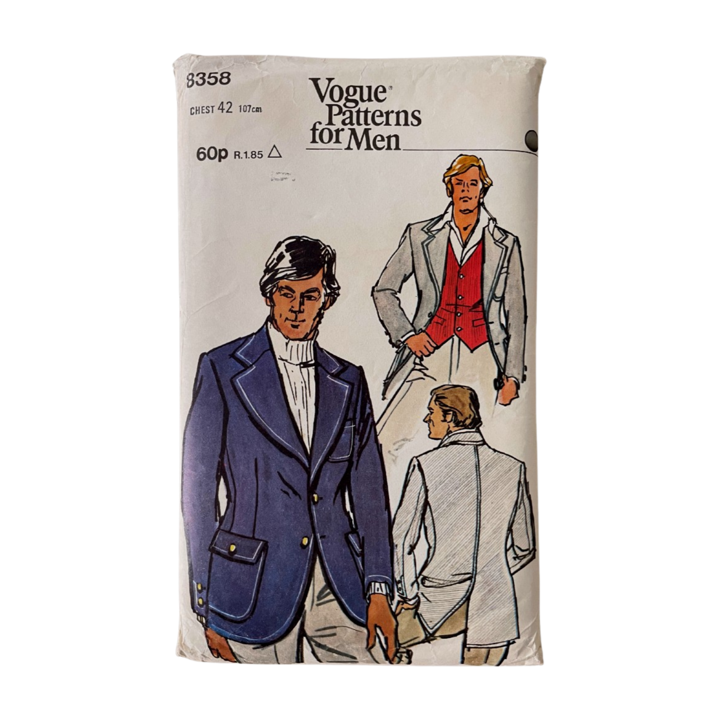 Vogue 8358 Mens Chest 42” Jacket Waistcoat – Vintage White Antiques