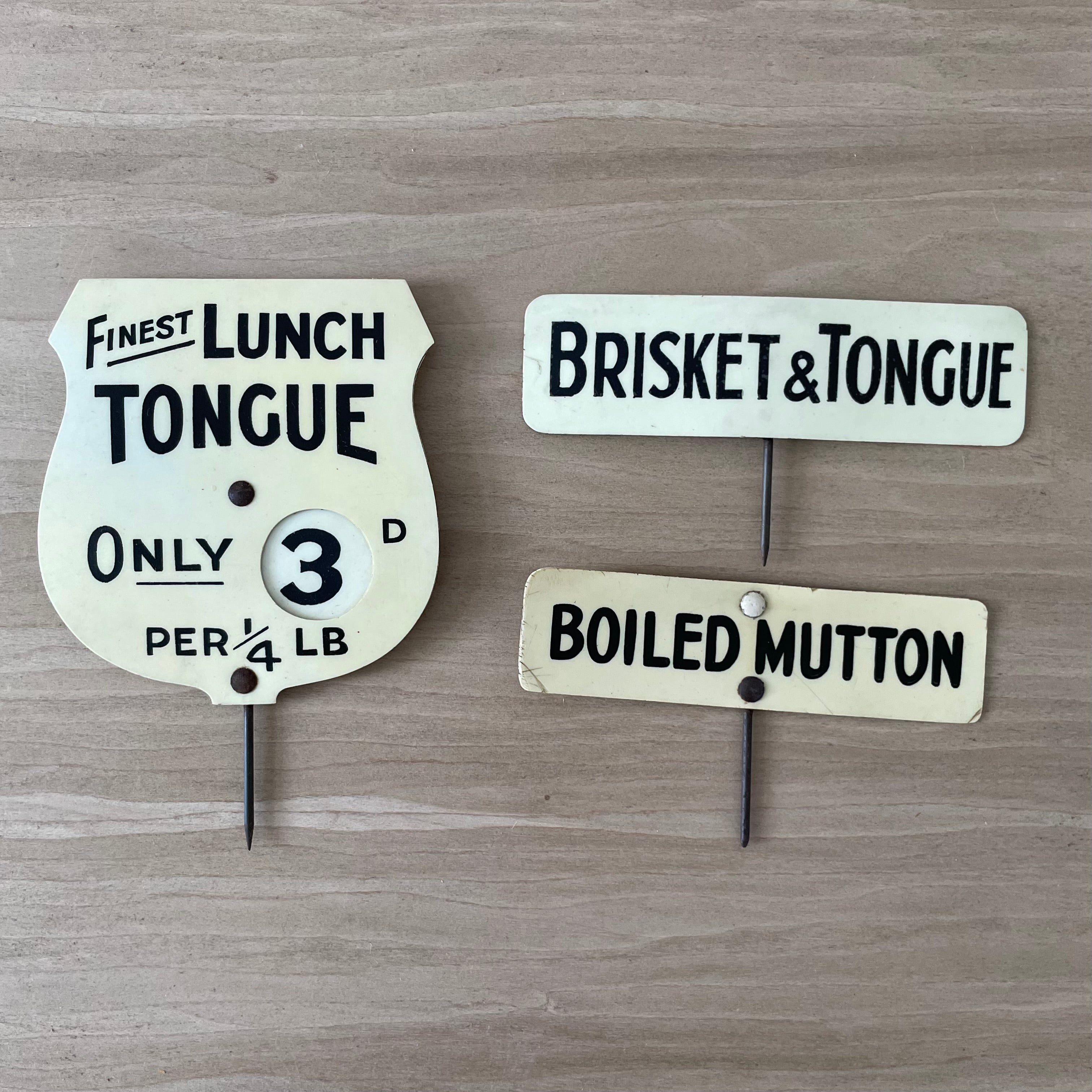 Set of 3 Vintage Butcher's Counter Meat Price Signs – c.1930s–50s ...