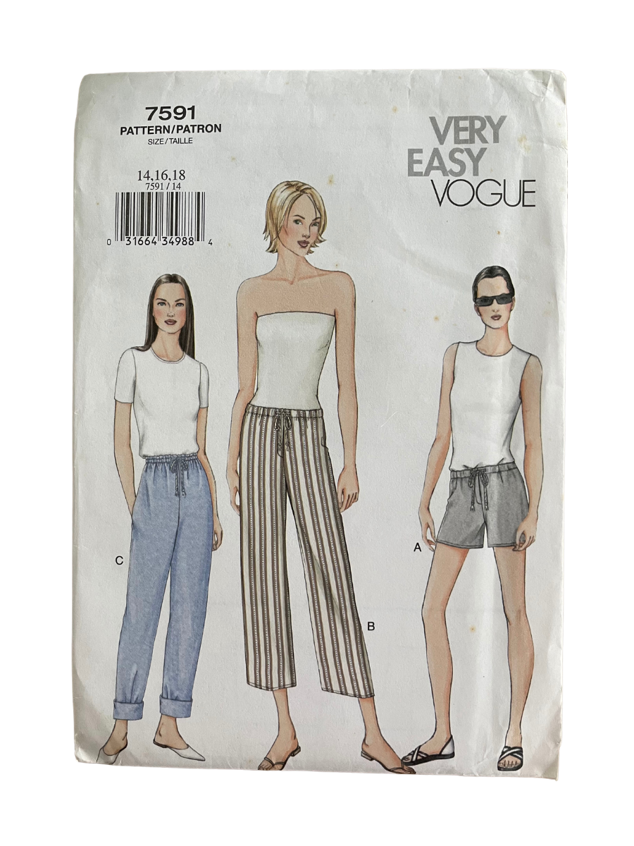 Vogue 7591 Womens Size 14-18 Shorts Trousers FF – Vintage White Antiques